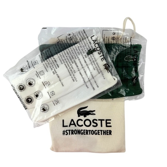 Lacoste | Other | Lacoste 2 Lot Of Two White And Green Face Masks ...